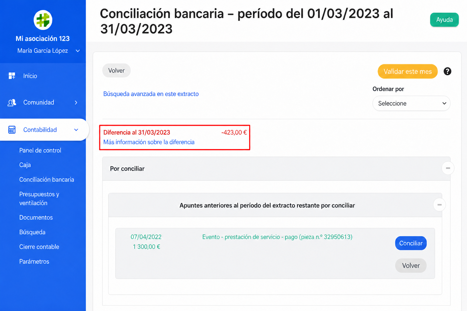 Seguimiento de la conciliación bancaria y las diferencias – Centro de ayuda
